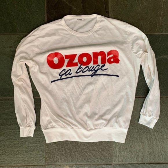 Tops | 312 Ozona White 10 Cotton Banded Bottom Logo Tshirt Made In ...